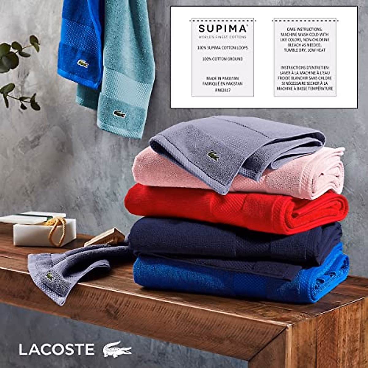 Lacoste Heritage Supima Cotton Tub Mat, Chalk, 21" x 31"