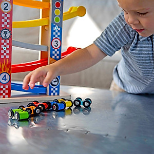 Fat Brain Toys Zigzag Racetrack - Number-Learning Car Tower for Preschoolers