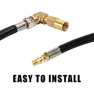 Solimeta Propane Elbow Adapter with Extension Hose, 12FT Hose with Elbow Fitting, Propane Quick Connector Hose RV to Gas Grill