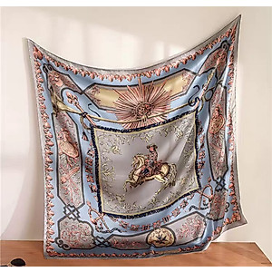 ANDANTINO 100% Pure Mulberry Silk Scarf 43" Large Square Lightweight Headscarf& Shawl–Women Hair Wraps-With Gift Packed (Light Blue)