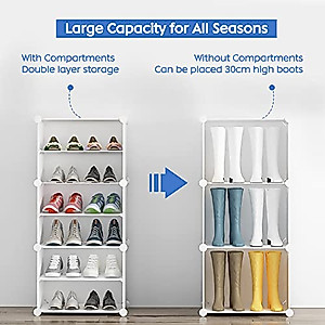 Jomifin Shoe Rack Storage Cabinet with Doors, Portable Shoes Organizer,Expandable Standing Rack, Storage Boots,Slippers,Shoes for Closet Hallway Bedroom Entryway (White)