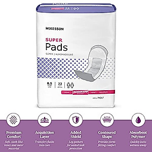 McKesson Super Pads for Women, Incontinence, Moderate Absorbency, 8 1/2 in, 22 Count, 1 Pack