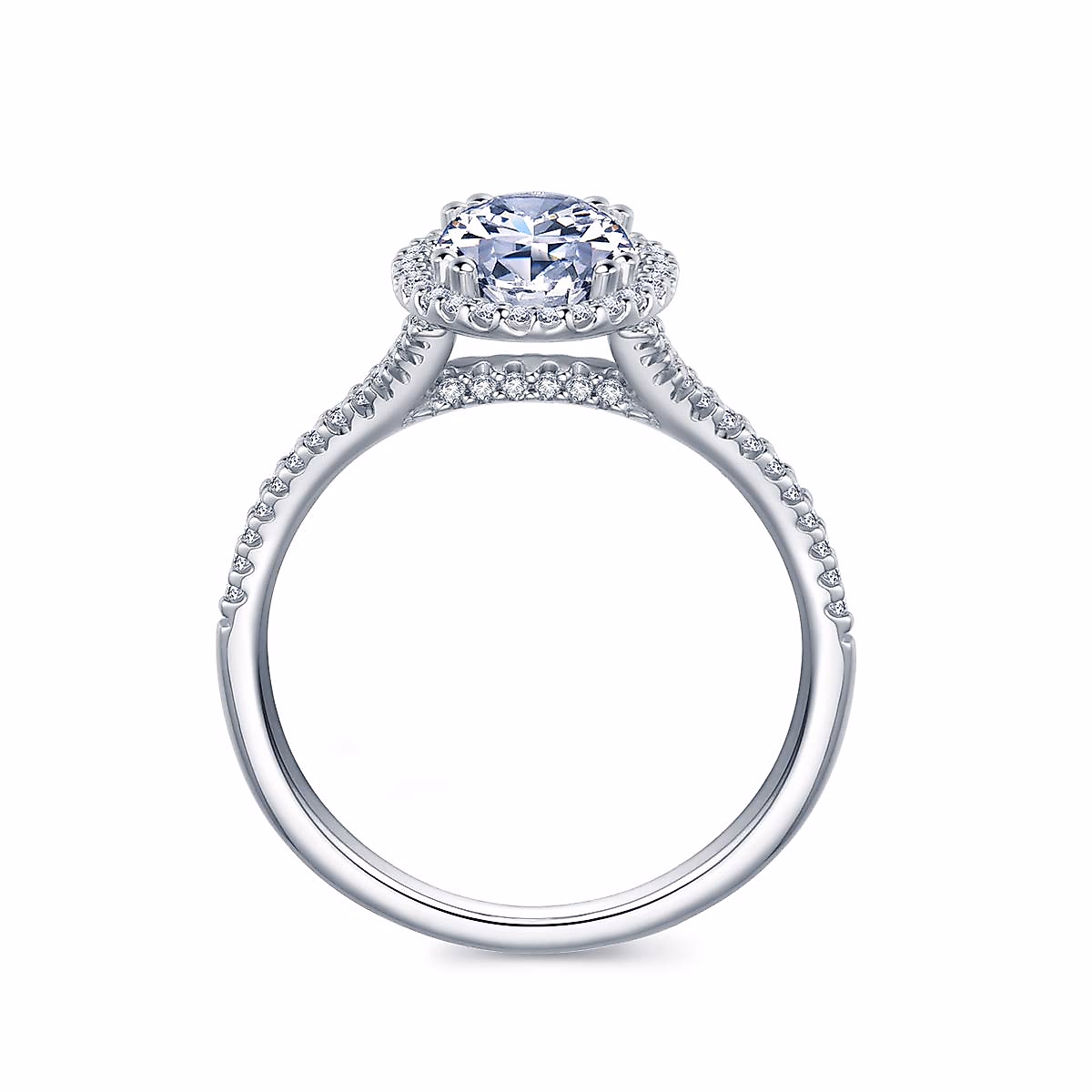 HAFEEZ CENTER 1.5 Carats Oval Cut D Color VVS Petite Halo Moissanite Engagement Ring for Women Size 7.5