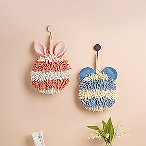 ALSAM 2 PCS Soft Chenille Hanging Hand Towels,Kitchen Hand Towels with Loop,Bathroom Hand Towels Hanging,Quick Dry Cloths for Cleaning,Soft Absorbent Microfiber Hand Towels (Blue)