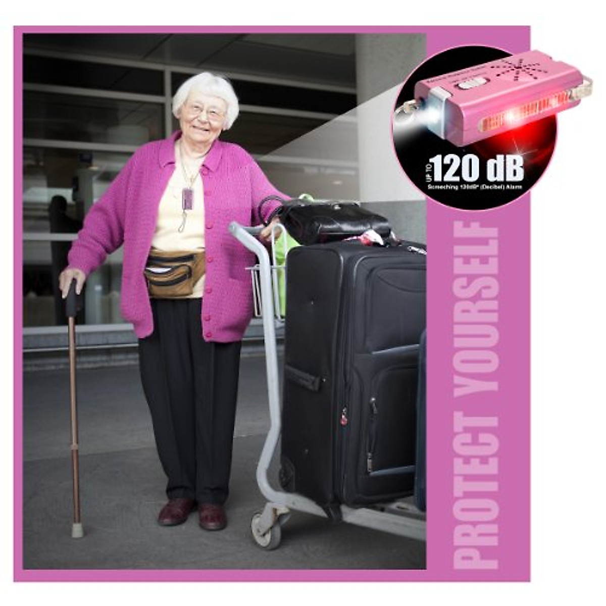 Brite Strike – Personal Protection Alarm with 120 dB Loud Security Safe Sound - Complete Emergency Self Defense Device, Battery Powered – Pink