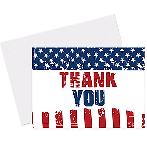 Whaline 30Pcs Patriotic Greeting Cards American Flag Thank You Cards Retro 4th of July Note Card with Envelops and Adhesive Stickers for Independence Day Party Favor Supplies, 4 x 6inch