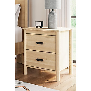 Signature Design by Ashley Cabinella Casual 2-Drawer Nightstand with Round Post Legs, 24.37" Tall, Light Brown