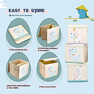 CLOVERCAT Fabric Foldable Collapsible Storage Cube Bin Organizer Basket with Lid, Handles For Home, Office, Nursery, Closet (Alpaca)