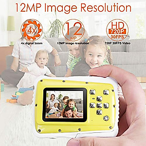 Kids Waterproof Camera, AICase Digital Underwater Camera for Boys and Girls, 12MP HD Action Sport-Camcorder with 2.0" LCD, 4X Digital Zoom, Flash, Mic