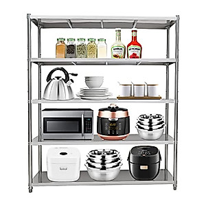 LiFuJunDong Stainless Steel Shelves Kitchen Shelving 59x17.7x68.9 Inch 5 Tier Heavy Duty Shelf Metal Rack Shelving Units and Storage for Kitchen and Garage
