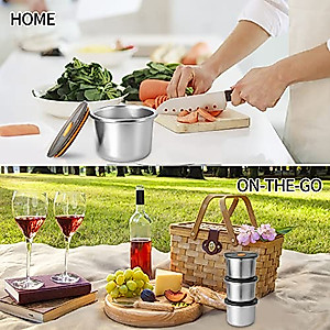 Stainless Steel Metal Food Storage Containers with Lids 440 * 3 Food Preservation Lunch Box Containers Leak-proof Light Easy Set with Air Vent Snack Boxes for People, Kitchen Storage…