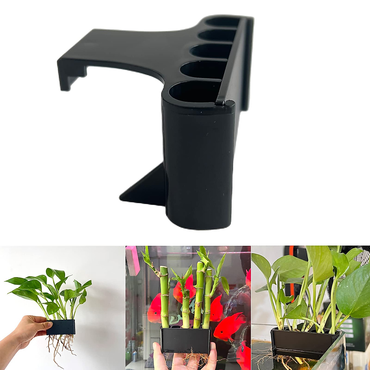 Upgrade Open Face Emerging Plant Holder, Aquarium Hanging Aquatic Plant Holder Fish Tank Decorations for Emersed Plants,Fish Tank Living Fish Shrimp (Rimmed)