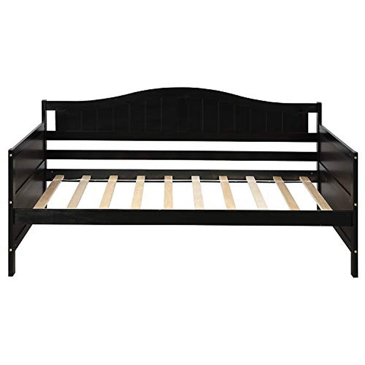 Lepfun Twin Size Wooden Daybed with Trundle, No Box Spring Needed Sofa Bed w/Slats Support, Classic and Simple Platform Bedframe for Bedroom, Living Room, Space Saving Furniture, Espresso
