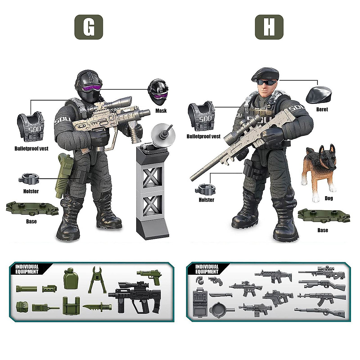MEIEST SWAT Model Equipment Assembly Building Block Toys,8 PCS City Police Action Mini-Figures with Multiple Military Weapons Accessories,Party Favors Set