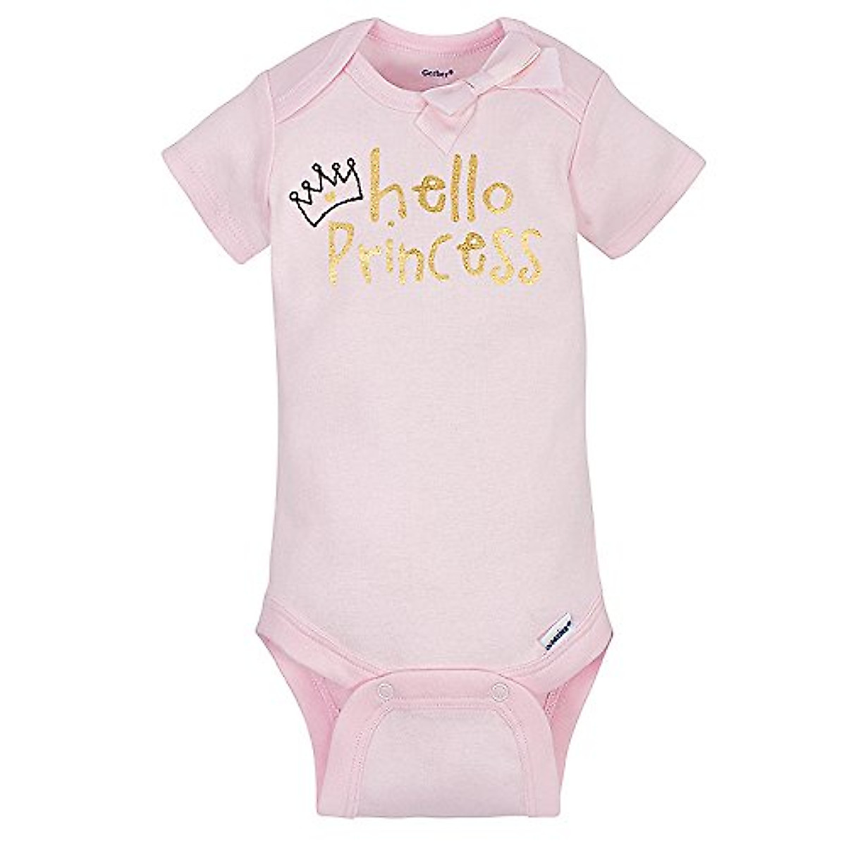 Gerber Baby Girls 5-Pack Short Sleeve Variety Onesies Bodysuits, Princess Crown, 0-3 Months