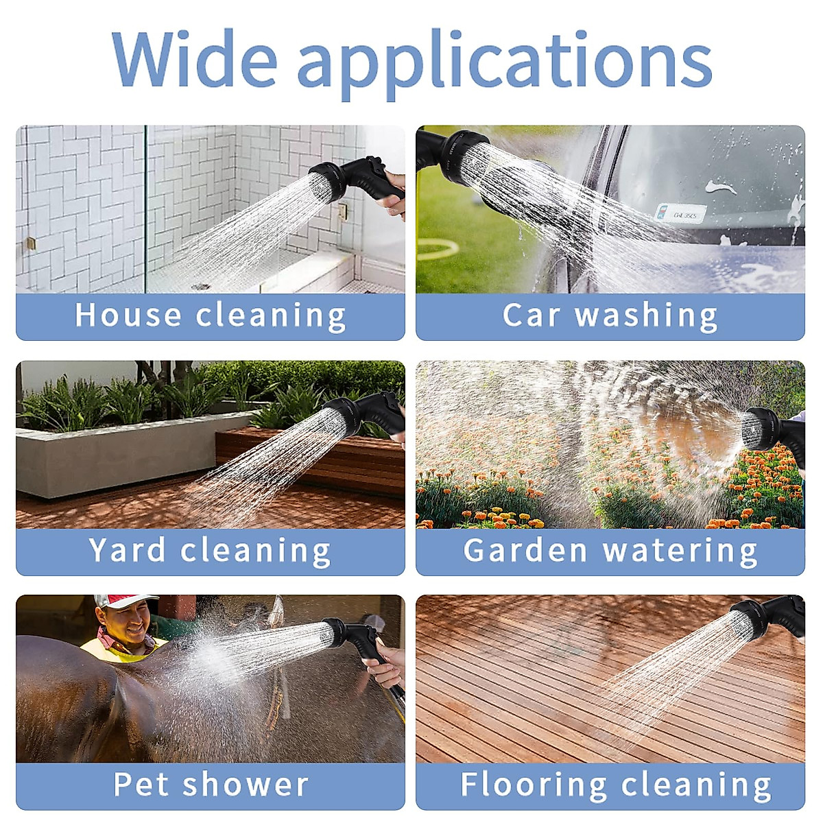 CUHBIV Metal Garden Hose 50FT,Stainless Steel Metal Hose with 10 Function Nozzle, Heavy Duty Collapsible Water Hose with Hose Holder,Kink Free & Tangle Free Flexible Garden Hoses for Outdoor