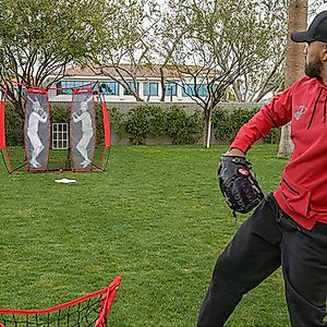 VAIPI Baseball Pitching Net Softball Pitching Trainer with 2 Dummy Batter Batting Net and Pitching Zone Hitting Aid Training Equipment for Practice Improved Hitting and Pitching Accuracy Training