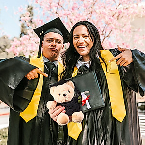 ZJoey Bear with Graduation Cap Toys Class of 2025 Graduation Plush Stuffed Teddy Bear Animal Dog Graduation Cap and Gown with Greeting Card and Bag for Graduation Day Gift(Black Graduation Bear)