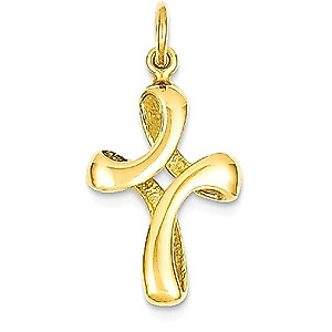 IceCarats 14K Yellow Gold Holy Cross Necklace Religious Pendant Jesus Christ Charm Only