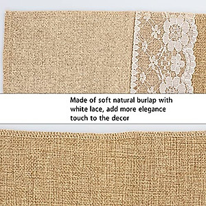 Gbateri 30 Pack Natural Burlap Cutlery Pouch,Burlap Silverware Holders Silverware Bags, Hessian Burlap Lace Utensil Napkin Holders, Knifes Forks Bag with Cotton Inner for Vintage Wedding Christmas