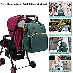 Diaper Bag Backpack - Large Travel Diaper Bags for Baby Girl & Boy - Portable Changing Pad, Stroller Straps, Insulated Pockets - Waterproof - Baby Shower Gifts - 16.5x9.4x14", 30L Capacity, Green