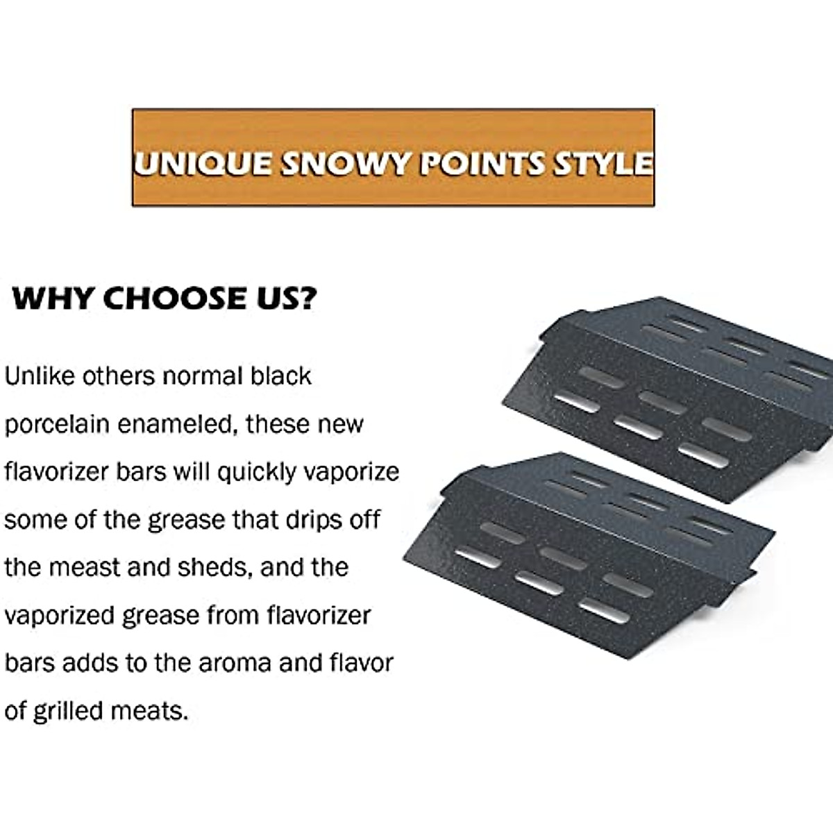 QuliMetal 17.5 Inch Flavorizer Bars and Heat Deflectors for Weber Genesis 300 Series Grill with Front Control Knob, Genesis E310 E320 E330 S310 S320 S330, Porcelain Steel Parts for Weber 7620 7621
