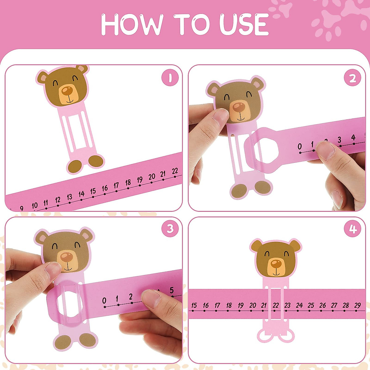 24 Pcs Slide and Learn Number Line 16.5 x 1.5 Inch PVC Number Line for Student, 0 to 30 Math Number Line Animal Positive Integers Number Lines Childhood Education Materials for School (Vivid Colors)