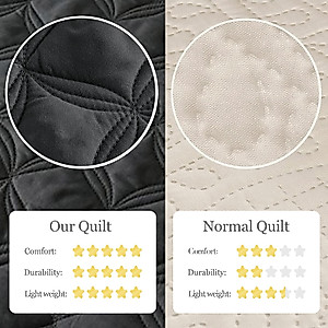 Exclusivo Mezcla Dark Grey Quilt Set Queen Size (90"x96"), Lightweight Summer Quilt Full Queen for All seasons, Soft Modern Geometric Bedspread Coverlet, 3 Piece (1 Quilt, 2 Pillow Shams)