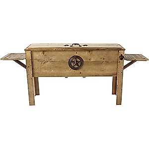 BACKYARD EXPRESSIONS PATIO · HOME · GARDEN 913284-NM Outdoor Beverage Cooler for Patio-87 Qt. w/Folding Side Tables-Rustic Brown-Backyard Expressions, 87 Quart, Natural Wood