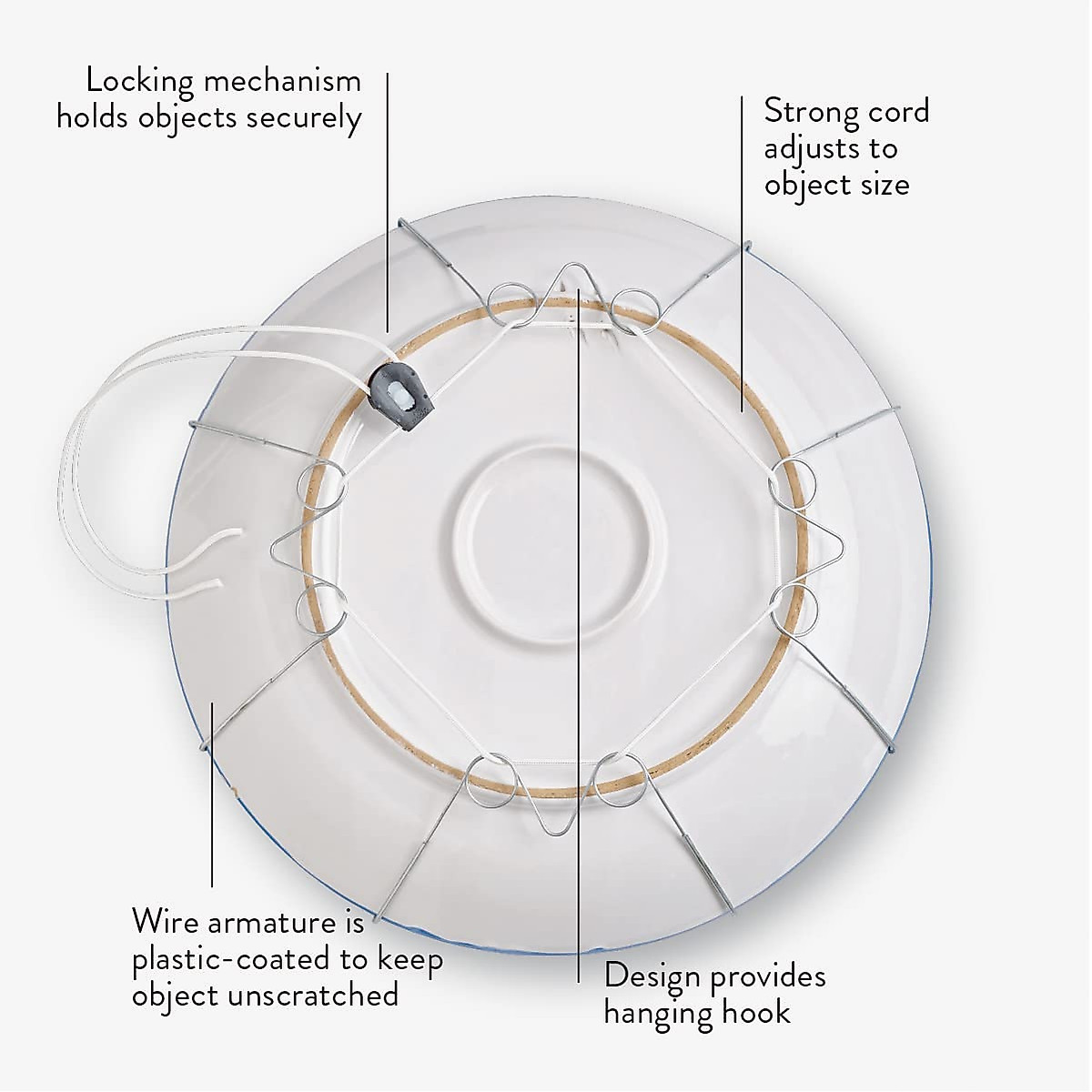 Display Buddie Extra-Large Adjustable Plate Hanger for Plates, Platters, Bowls & Oval, Square, Rectangular Objects Between 18-24" Overall and up to 10 lbs.