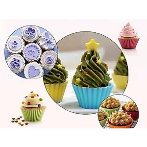 12PCS Silicone Mini Reusable Muffin Baking Cup Small Cupcake Holders Random Color Silicone Cupcake Liners Pastry Dessert Cups Nonstick Liner Molds for Making Muffin Chocolate Bread(Round)