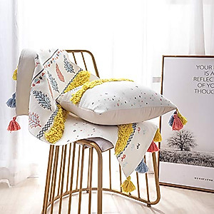 Kingrol 2' x 3' Bright Area Rug, Tufted Cotton Throw Rug with Tassel - Spring Home Decor for Nursery Kitchen Living Room Bedroom Bathroom Laundry Room, Yellow/Beige