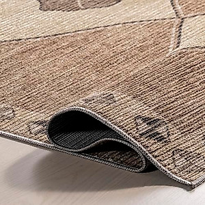 Rugs USA x Lauren Liess Fennel Diamond Machine Washable Area Rug, 4x6, Light Brown