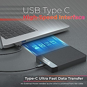 SUHSAI External Hard Drive Type C 500GB USB 3.0 Ultra Slim HDD Storage & Backup Data Hard Disk Compatible with Laptop Computer, Desktop, MAC, Gaming Console, Xbox Console (Black)