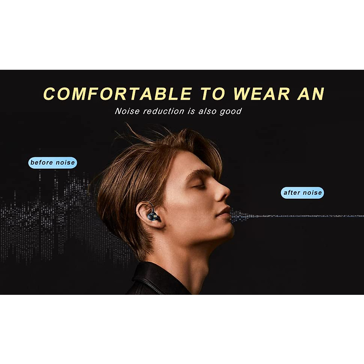 QLXAQLX True Wireless Earbuds via Bluetooth,Running,Working, Headphones,Waterproof and Dust Resistant, up to 50h Battery Life, Black