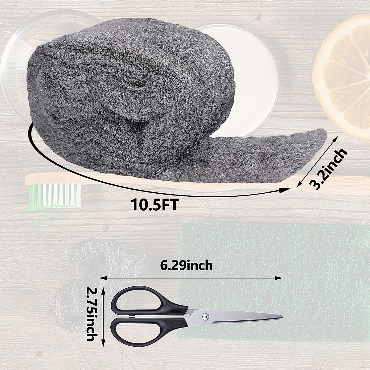 Apalie 2Pack Steel Wool for Mice Control 3.2"x10.5 ft Wool, Gap Filler for Home & Garage, DIY Bundle with Gloves & Scissors