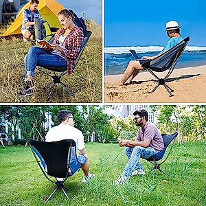 RODANNY Camping Chairs, 360°Degree Swivel Hunting Chair，Lightweight Portable Folding Camping Chairs for Adults, Foldable Outdoor Chairs for Travel Camping Hiking Fishing Beach,Supports 330Lbs