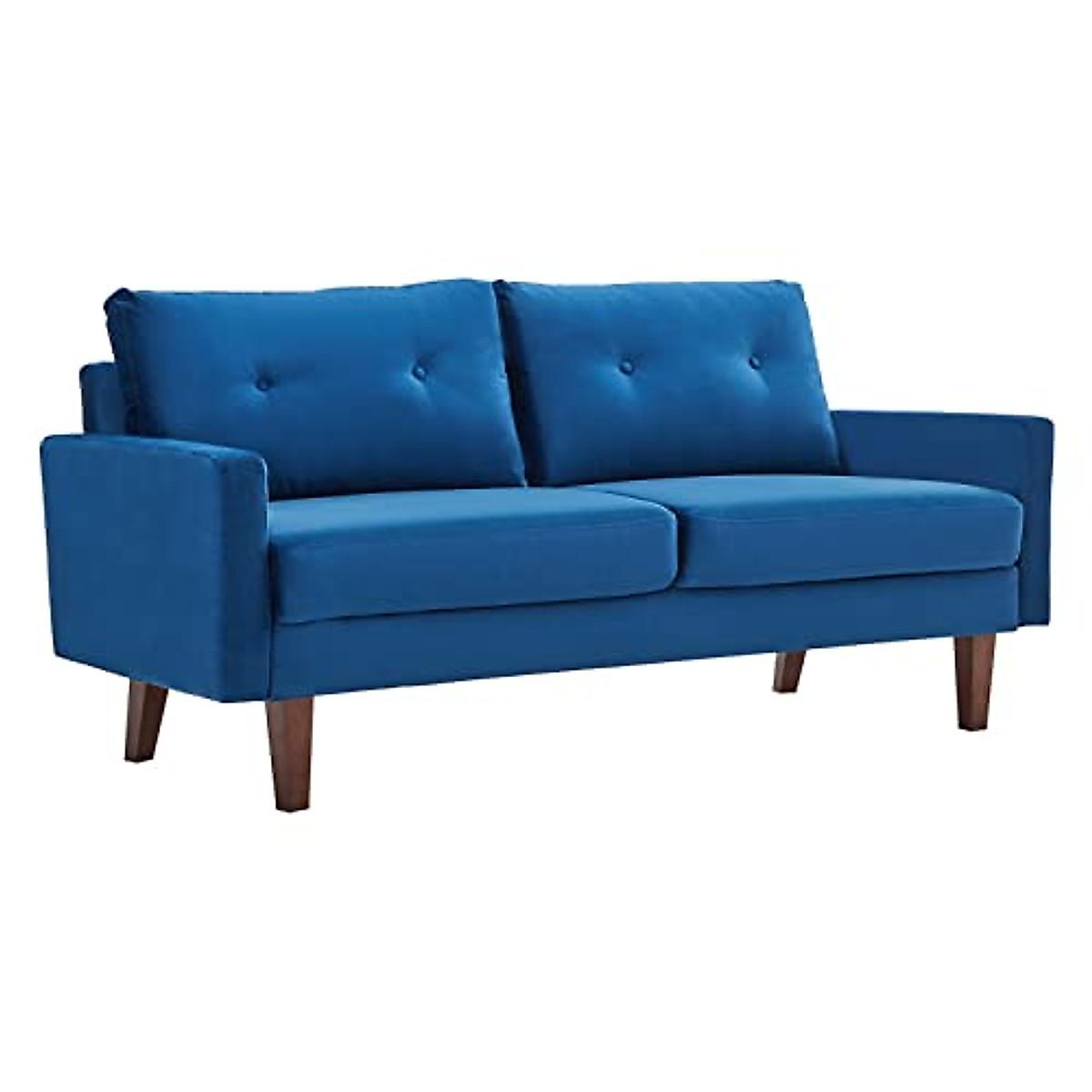 Dreamsir 69" Modern Cream Love Seats Sofa Couch Furniture, Velvet Fabric Mid Century Couch for Living Room, Bedroom, Apartment/Easy, Tool-Free Assembly (Sofa, Navy Blue)