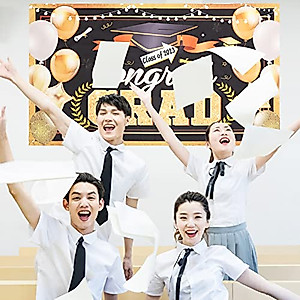 Didiseaon Graduation Backdrops for Photography 2023 Graduation Porch Sign Graduation Party Banner 2023 Graduation Backdrop Party Backdrop Curtain Gold Decor Prom Graduation Season Polyester