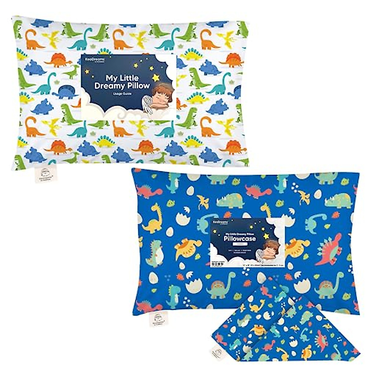 KeaBabies Toddler Pillow with Pillowcase and Toddler Pillowcase for 13X18 Pillow - 13X18 Soft Organic Cotton Toddler Pillows for Sleeping - Organic Toddler Pillow Case for Boy, Kids