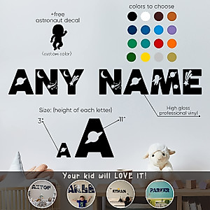 Space Wall Name Decal Custom, Baby Space Theme Nursery, Space Room Decor for Boys, Astronaut Kids Bedroom Decor, Planets Space Theme Bedroom