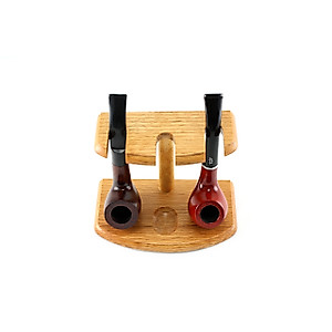 Skyway 3 Pipe Wood Tobacco Pipe Stand Rack Holder - Tan