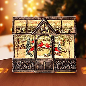 Cardinal Snow Globes,Christmas Snow Globes with 8 Music & Timer, Battery Or USB Cable Powered Operated Glittering for Christmas Table Centerpiece Decoration.Gifts for Family, Children or Friends