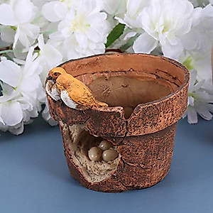 Cabilock Exquisite 1PC Resin Bonsai Flower Pot Miniature Handmade Vase Succulent Flower Plant Storage Container Lifelike Microlandscape Flowerpot Decor for Garden Balcony Park Yard Bird Style