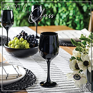 Vikko Décor Black Wine Glasses: 11 Oz Fancy Wine Glasses With Stem For Red And White Wine- Thick And Durable Wine Glass- Dishwasher Safe - Great For Wine Tasting- Set Of 6 Decorative Goblets