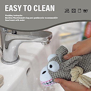 Squeaky Dog Toys for Large Dogs, Indestructible Dog Toys for Aggressive Chewers, Plush Stuffed Pet Dog Toys with Crinkle Paper, Keep Them Busy -Gray