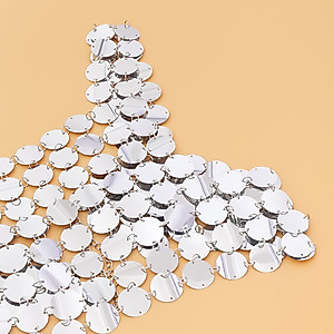 Eforcase Sexy Crop Tops Silver Sparkly Sequin Tube Top, Boho Body Chain Silver Bra Harness Chains Nightclub Body Jewelry Accessories, Sexy Halter Backless Tank Top Bra Fashion Bikini Body Chain