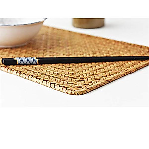 4 Pack Rectangular Woven Placemats, Natural Seagrass Place Mats, 17" x 12", Rattan Wicker Table Mats for Dining Table