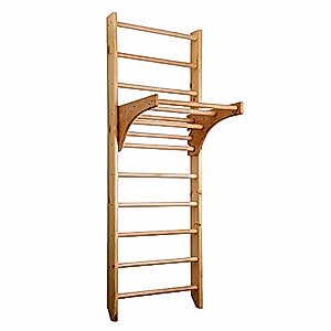 Wooden Swedish Ladder - Stall Bars Set for Physical Therapy & Gymnastics with Swing Set and Adjustable Pull-up bar - Sport Complex (KM-2)