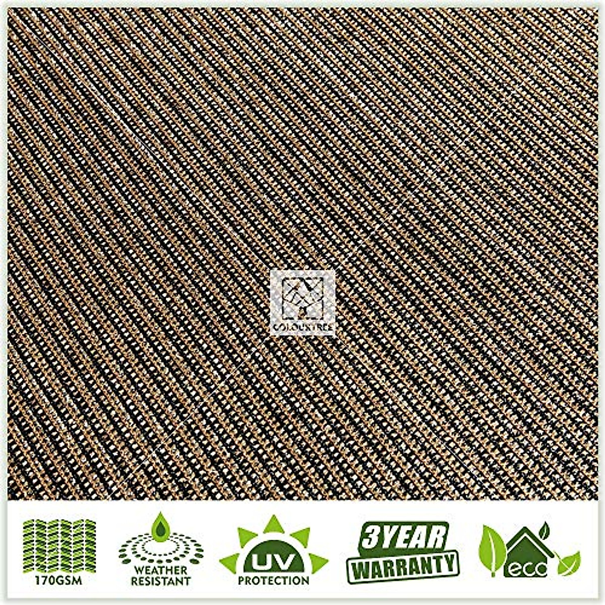 ColourTree 5' x 12' Brown Fence Screen Privacy Screen & Commercial Grade 170 GSM - Heavy Duty - 3 Years Warranty - Cable Zip Ties Included